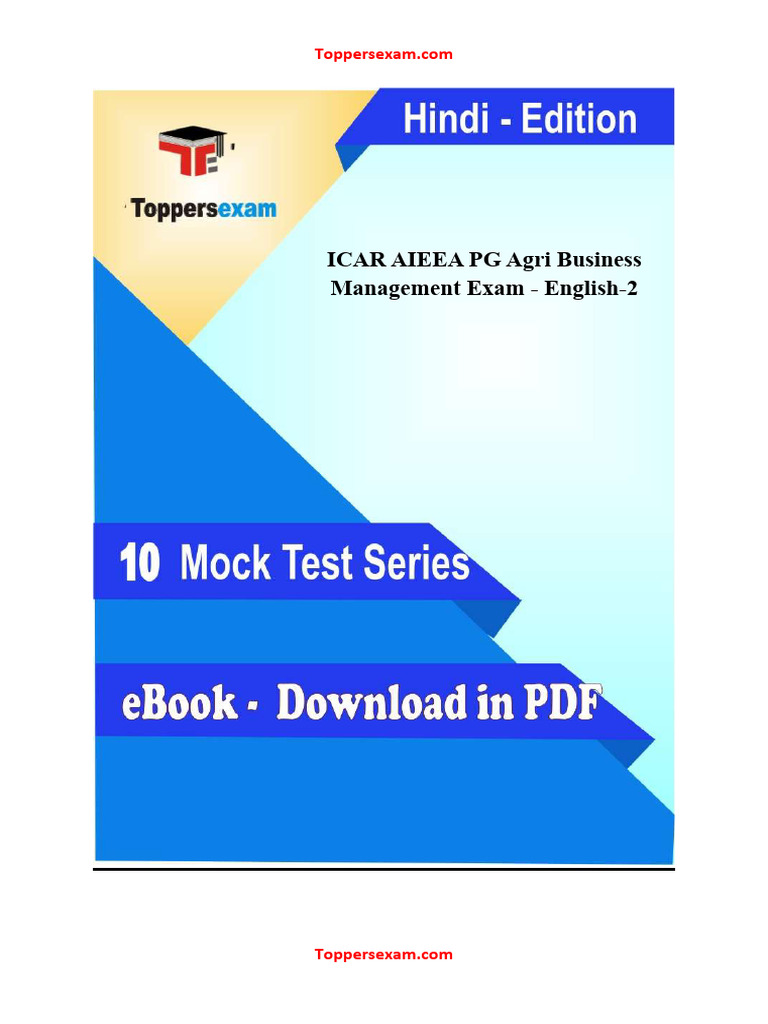 ICAR AIEEA PG Agri Business Management Exam - English-2 | PDF | Linear ...