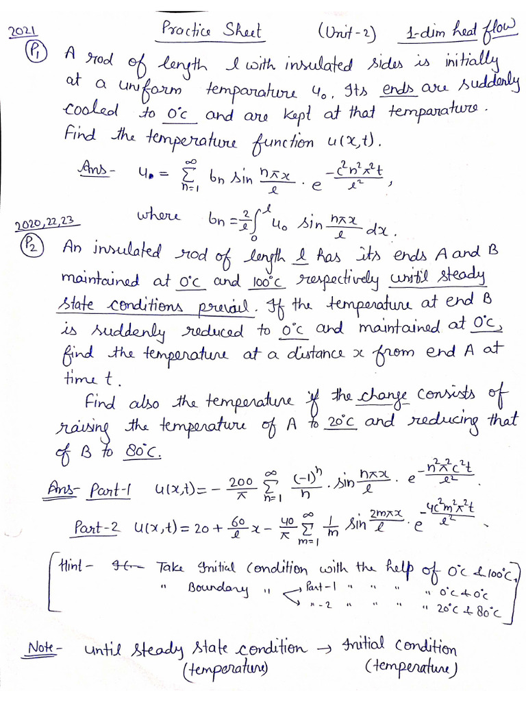 Mathematics-IV (Unit-2) 1-Dim Heat Flow | PDF