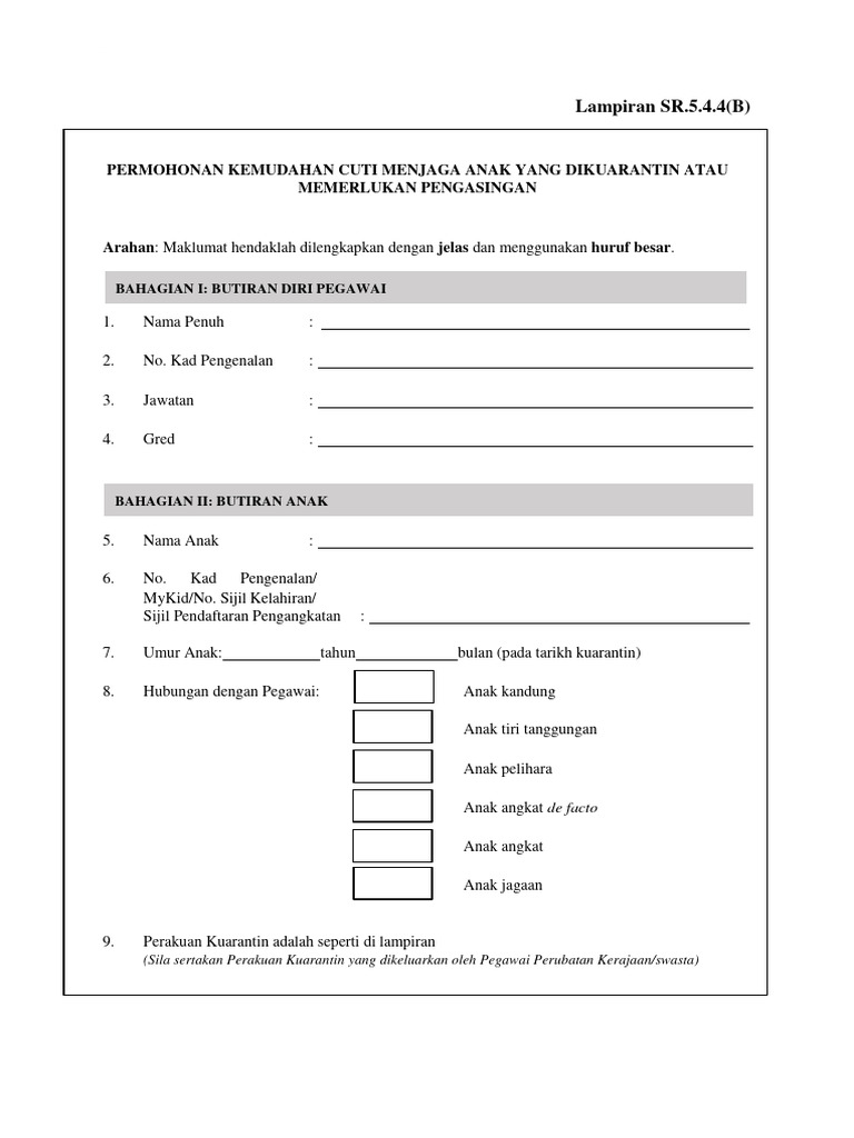 KEMUDAHAN CUTI KUARANTIN | PDF