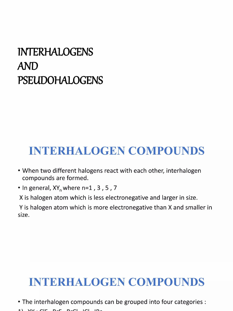 Interhalogens and Pseudohalogens | PDF