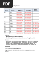 11.7.5-Packet-Tracer - Subnetting-Scenario | PDF | Ip Address | Computer Network