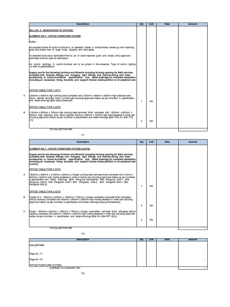Bill No 2 & Bill No 3 - Office Furniture System & Built in Furniture | PDF | Cabinetry | Door