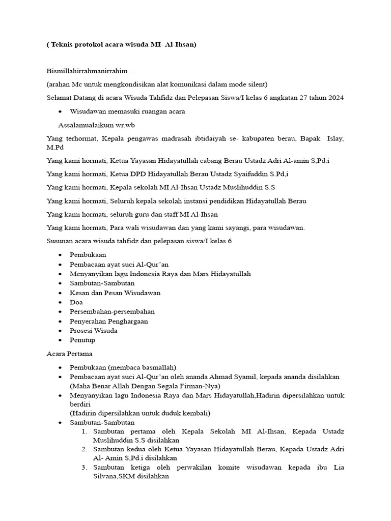 Teks MC Wisuda | PDF