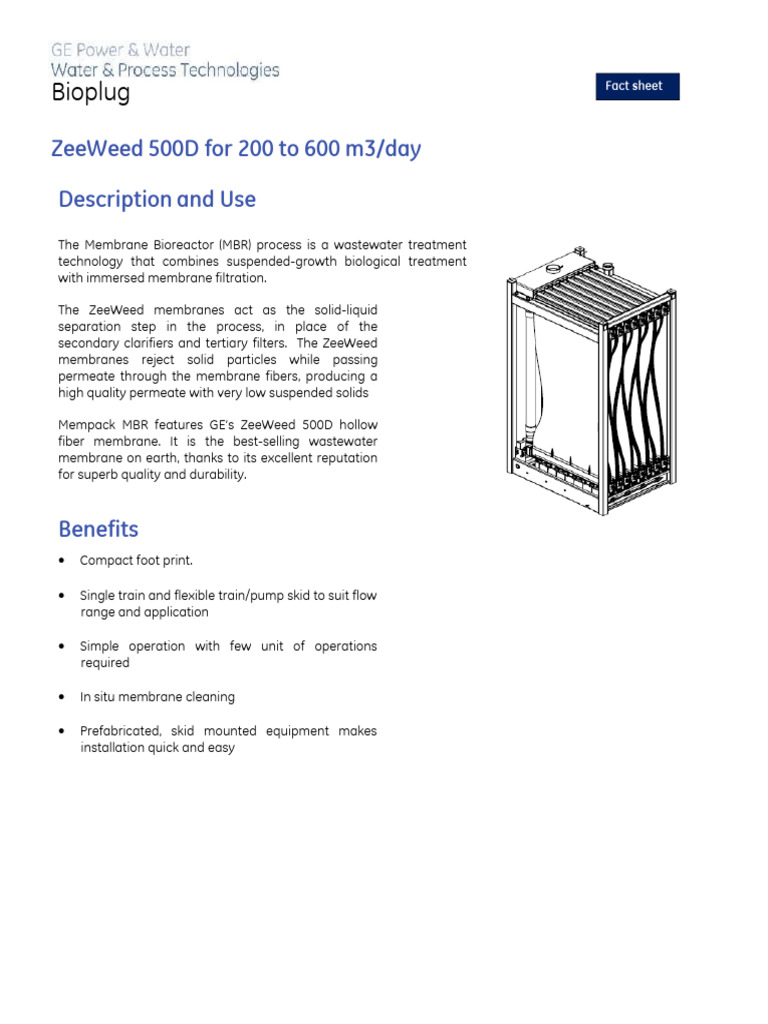 BIOPLUG FACT SHEET - For STP | PDF | Membrane | Sewage Treatment
