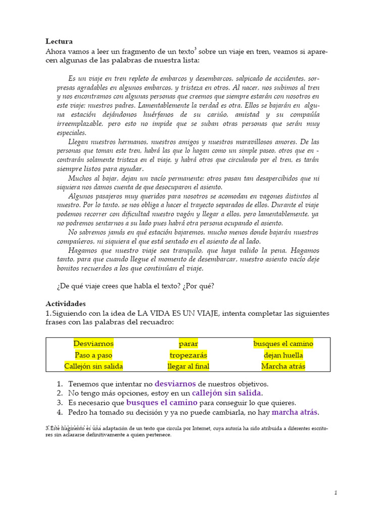 Ejercicios de Metáforas | PDF