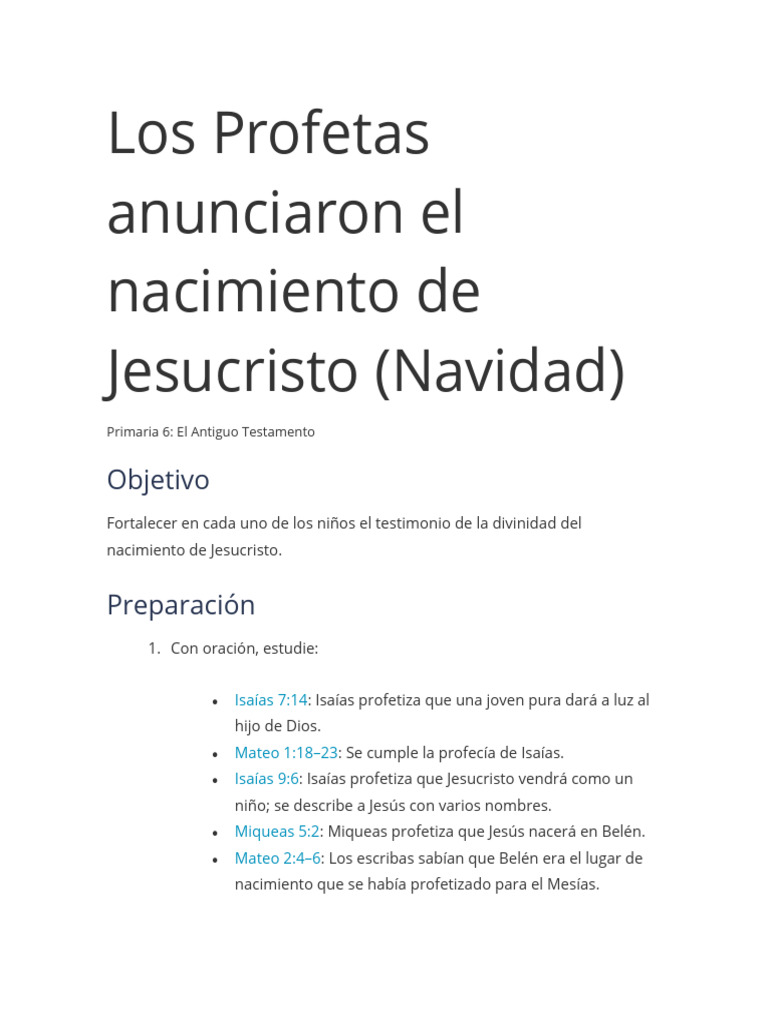 NAVIDAD Los Profetas Anunciaron El Nacimiento de Jesucristo | PDF ...