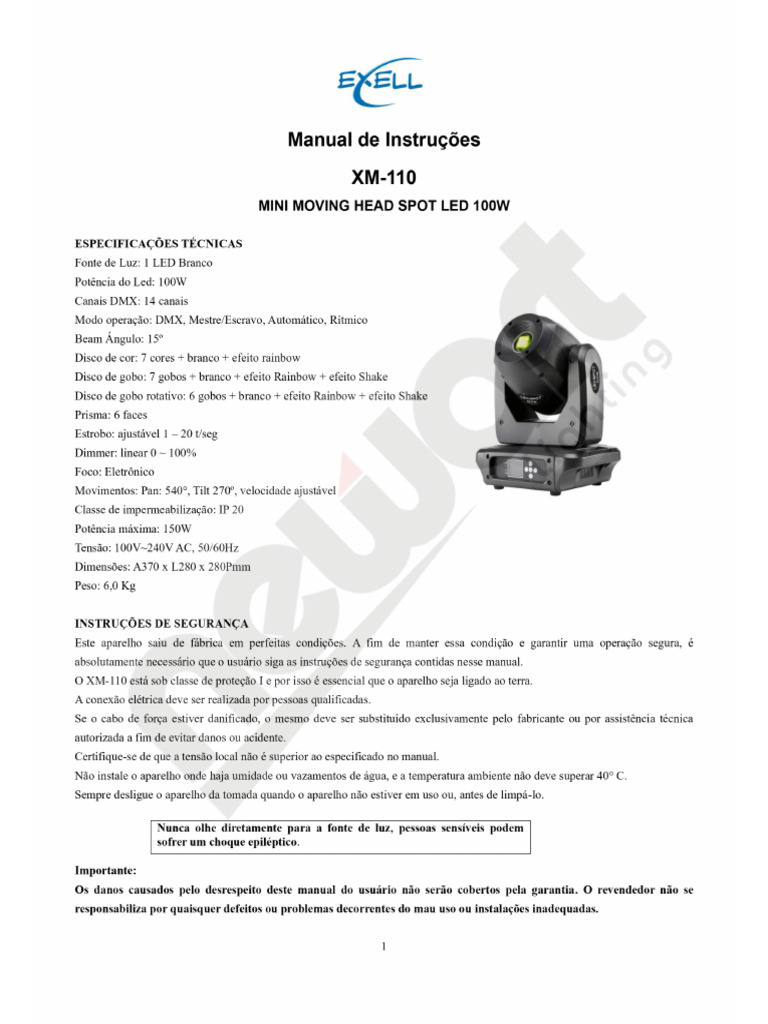 User Manual XM 110 | PDF