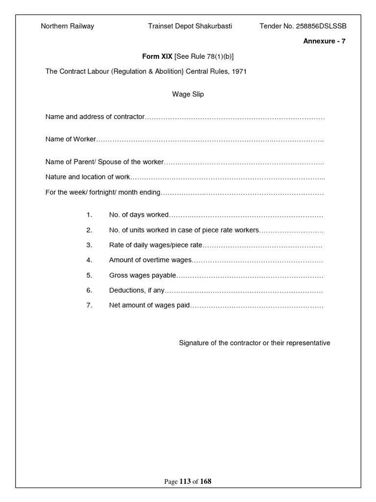 Contract Labour Wage Slip Template | PDF | Finance & Money Management ...