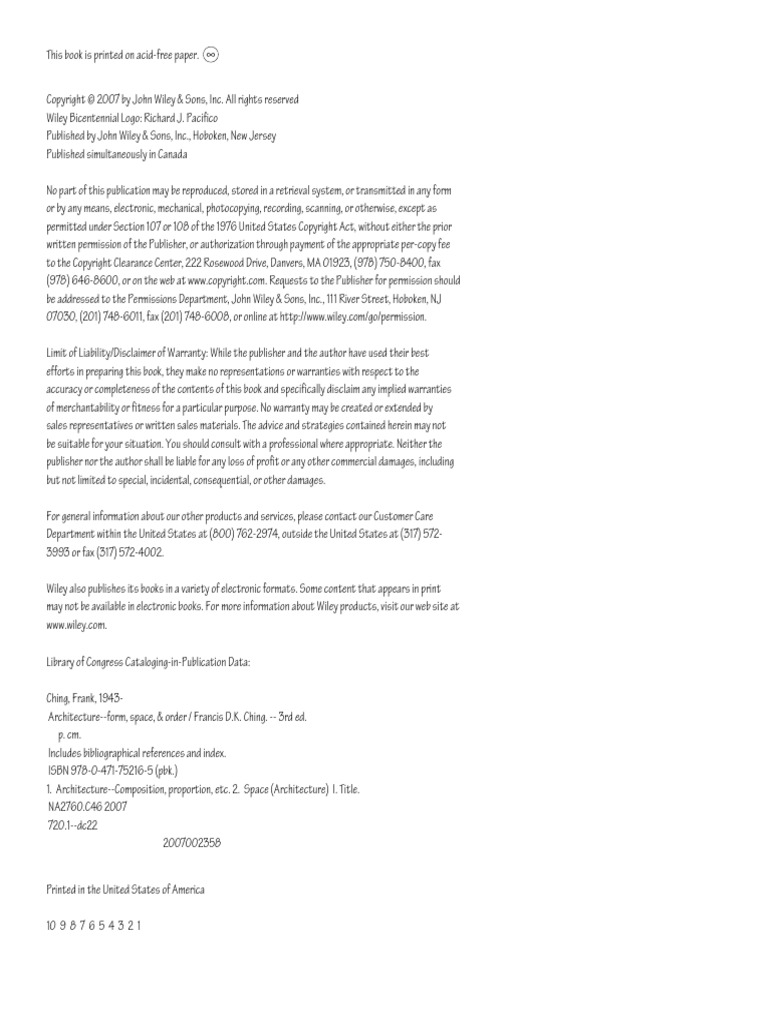 Ching-Architecture Form Space Order-005 | PDF | Books | Copyright