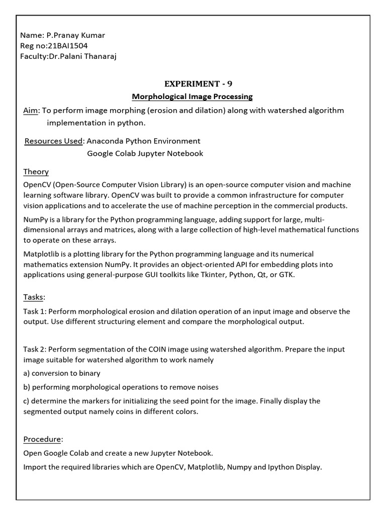 P.pranay Kumar 21BAI1504 Exp-09 | PDF | Python (Programming Language) | Algorithms