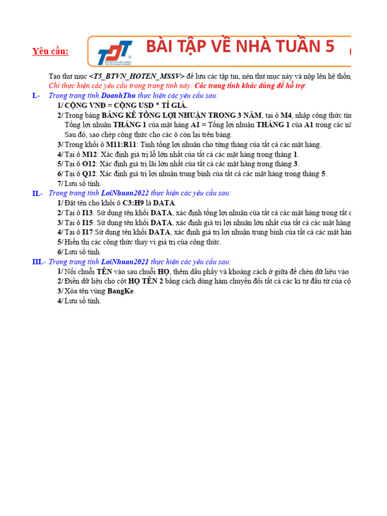 Bai Tap Ve Nha Tuan 5 | PDF