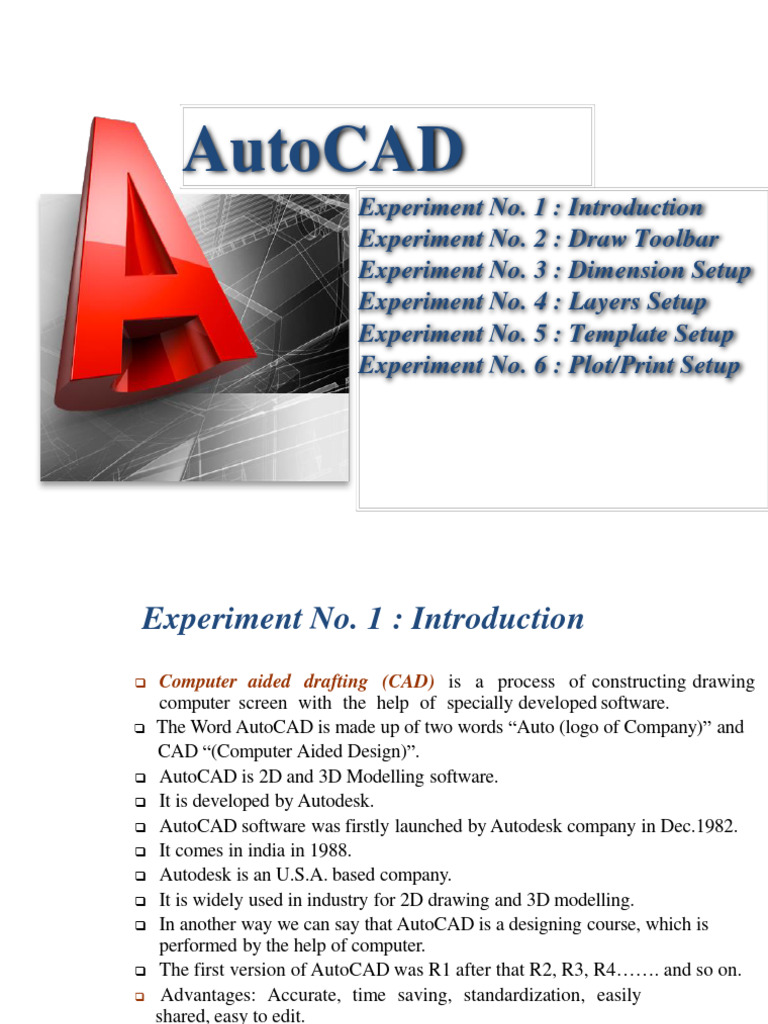 AutoCAD Presentation | PDF | Auto Cad | Computer Aided Design