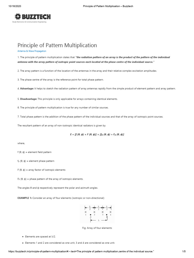 Principle of Pattern Multiplication | PDF | Antenna (Radio) | Waves