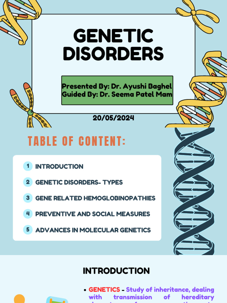 Genetic Disorders Presentation | PDF | Genetics | Dna Sequencing