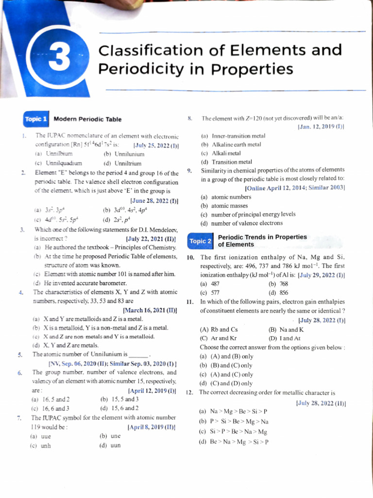 Periodic Properties IIT Mains PYQ | PDF | Atoms | Chemistry
