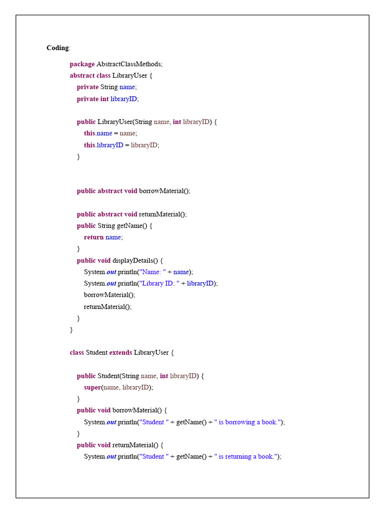 Abstract Class Methods | PDF | Software Development | Systems Architecture