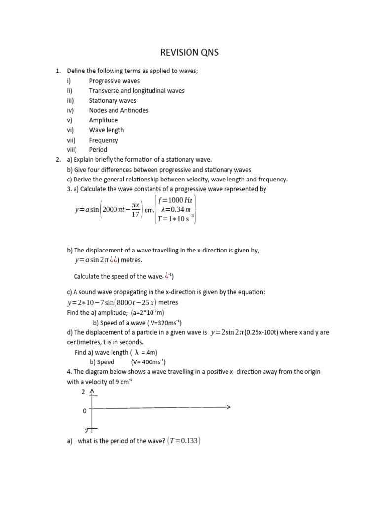 Physics Revision QNS | PDF | Waves | Frequency