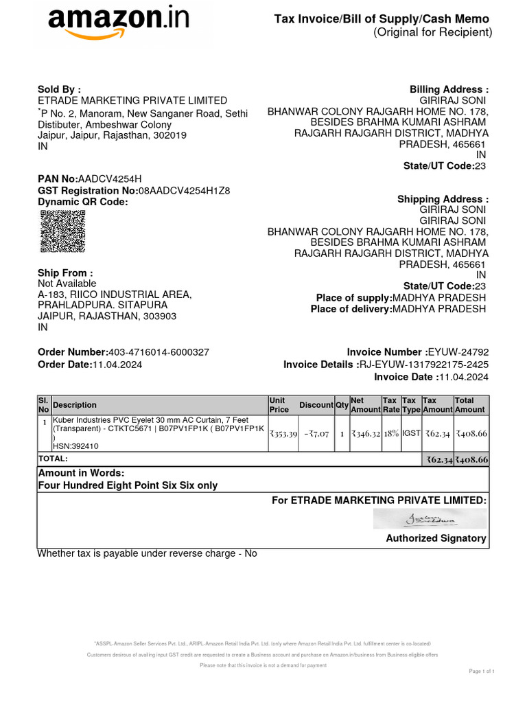 Curtains Invoice 2 | PDF | Invoice | Market (Economics)
