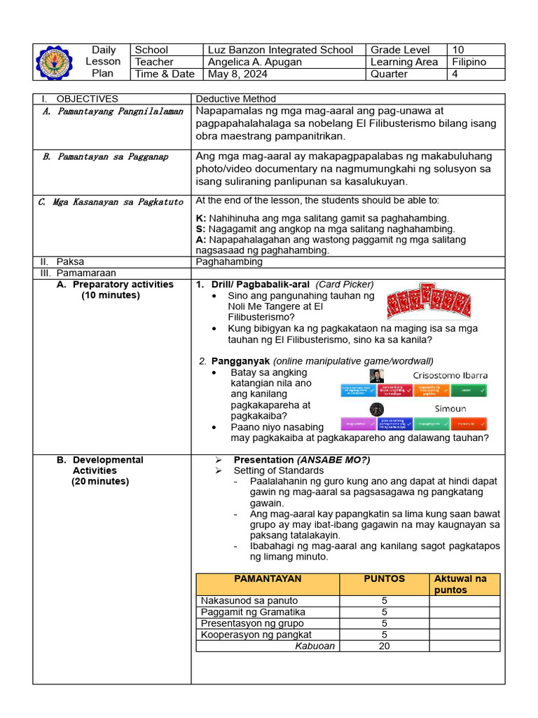 COT 4th Quarter Filipino 10 | PDF
