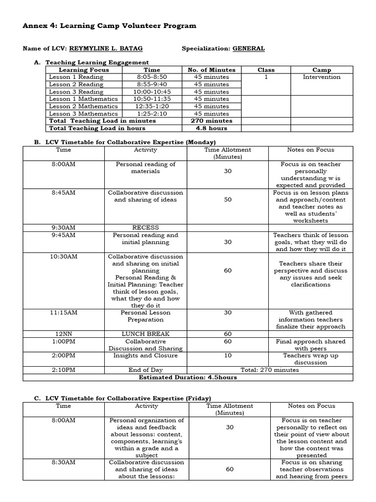 NLC Volunteer Program Overview | PDF | Teachers | Lesson Plan