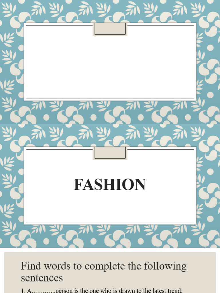 Fashion and clothes. handout | PDF | Clothing | Fashion