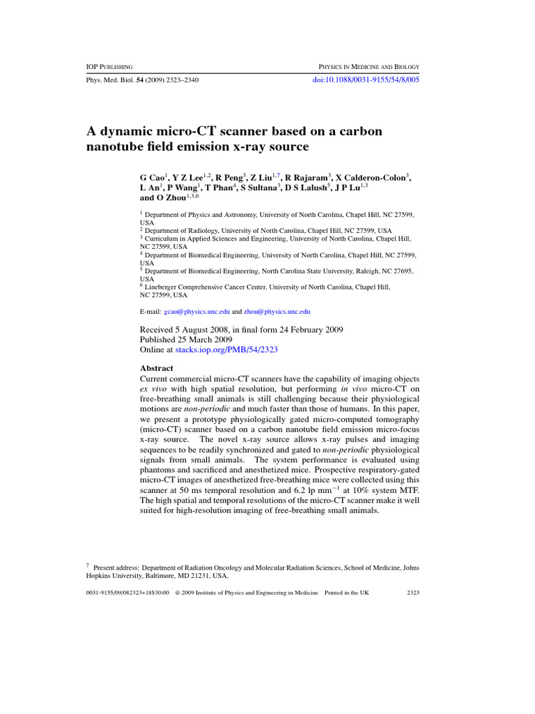 A Dynamic micro-CT Scanner Based On A Carbon Nanotube Field Emission X ...