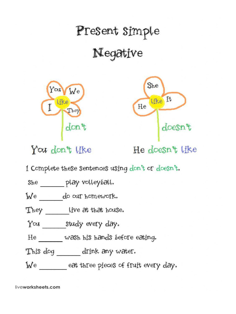 Present Simple-Negative | PDF