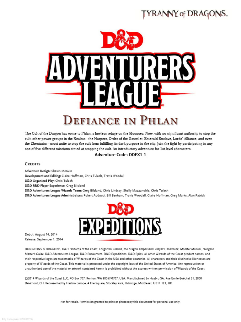 DDEX1-01 Defiance in Phlan | PDF | Dungeons & Dragons | Leisure