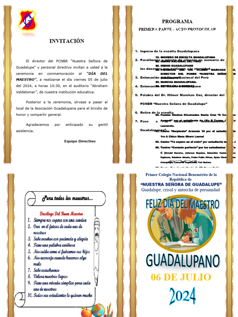 Diptico Programa Dia Del Maestro 2024 - Final | PDF