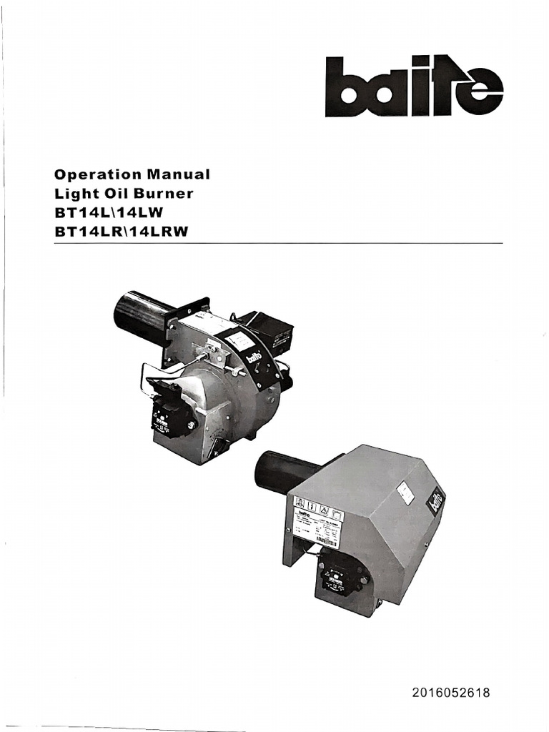 Operation Manual Light Oil Burner - BT14L 14LW BT14LR 14LRW | PDF
