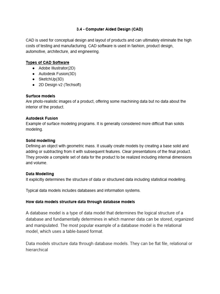 3.4 - Computer Aided Design (CAD) - Google Docs | PDF | Computer Aided Design | Simulation