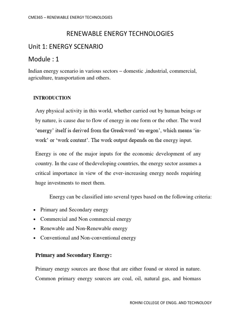 RET UNIT1 MODULE1 Rohini - 21754825999 | PDF | Energy Development | Air ...
