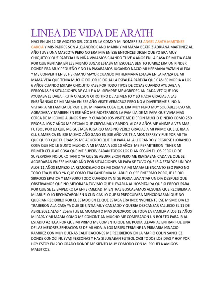 LINEA DE VIDA DE ARATH | PDF