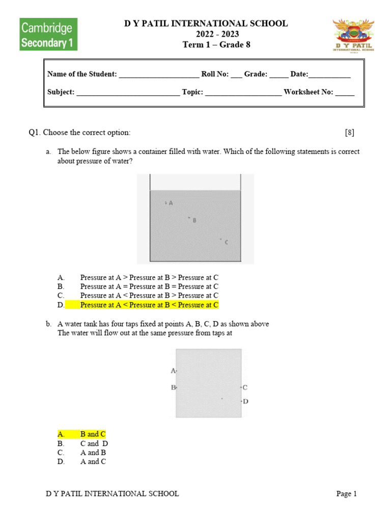 Grade 8 Physics Practice Paper | PDF