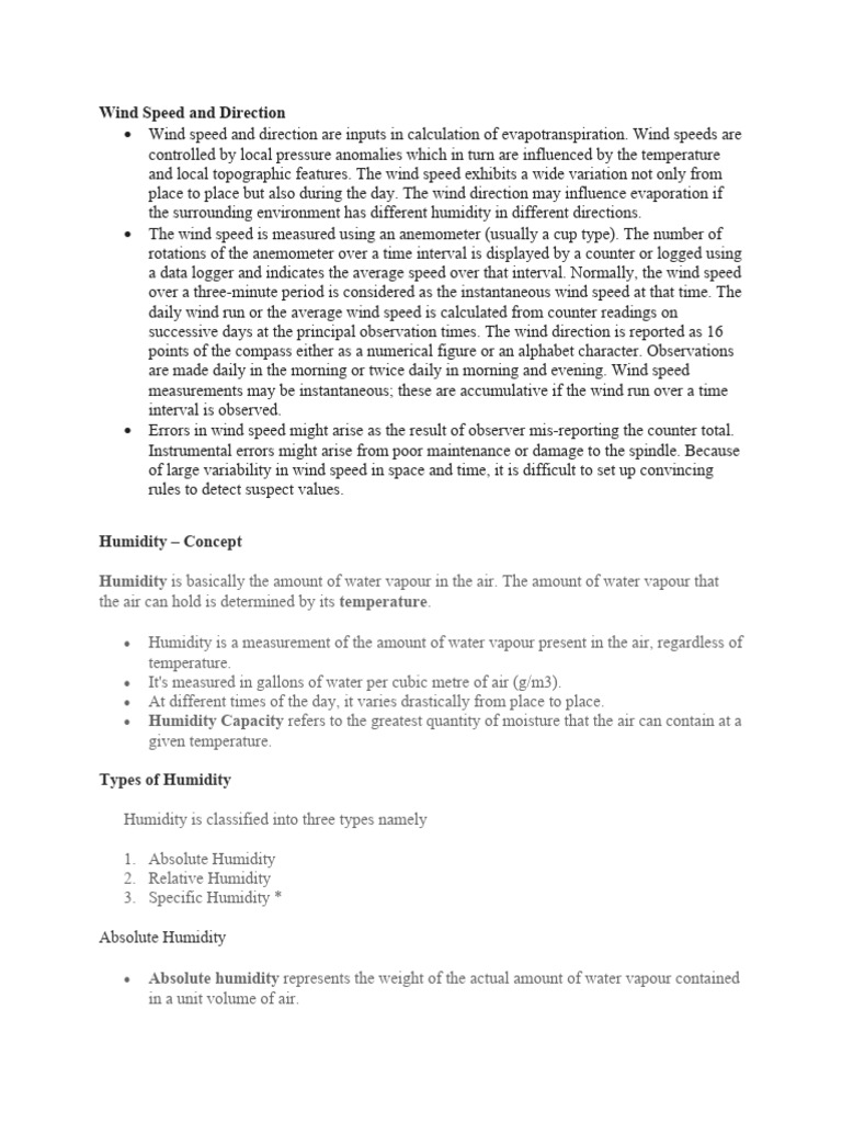Wind Direction - Transport and Diffusion of Pollutants-12 | PDF | Smog | Humidity