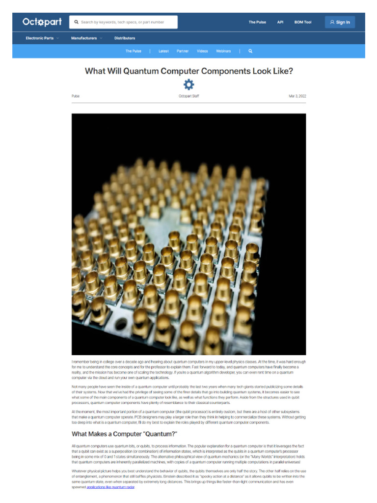 Quantum Computer Components Look Like | PDF
