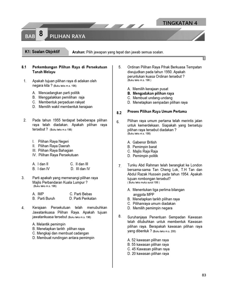 F4 Sej Latihan Bab 8 | PDF