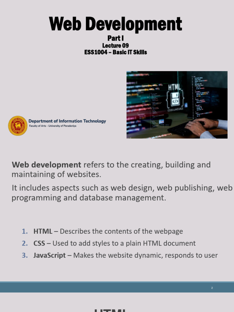 Web Development - Part I | PDF | Html | Html Element Web Development - Part I | PDF | Html | Html Element