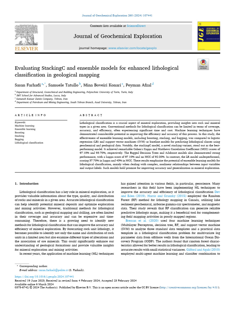 Evaluating StackingC and Ensemble Models For Enhanced - 2024 - Journal of Geoche | PDF | Machine ...