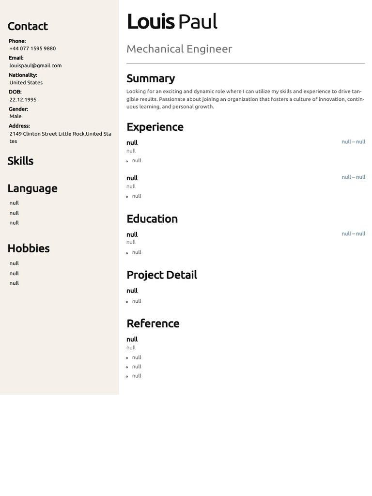 Louis Paul - Mechanical Engineer Resume | PDF