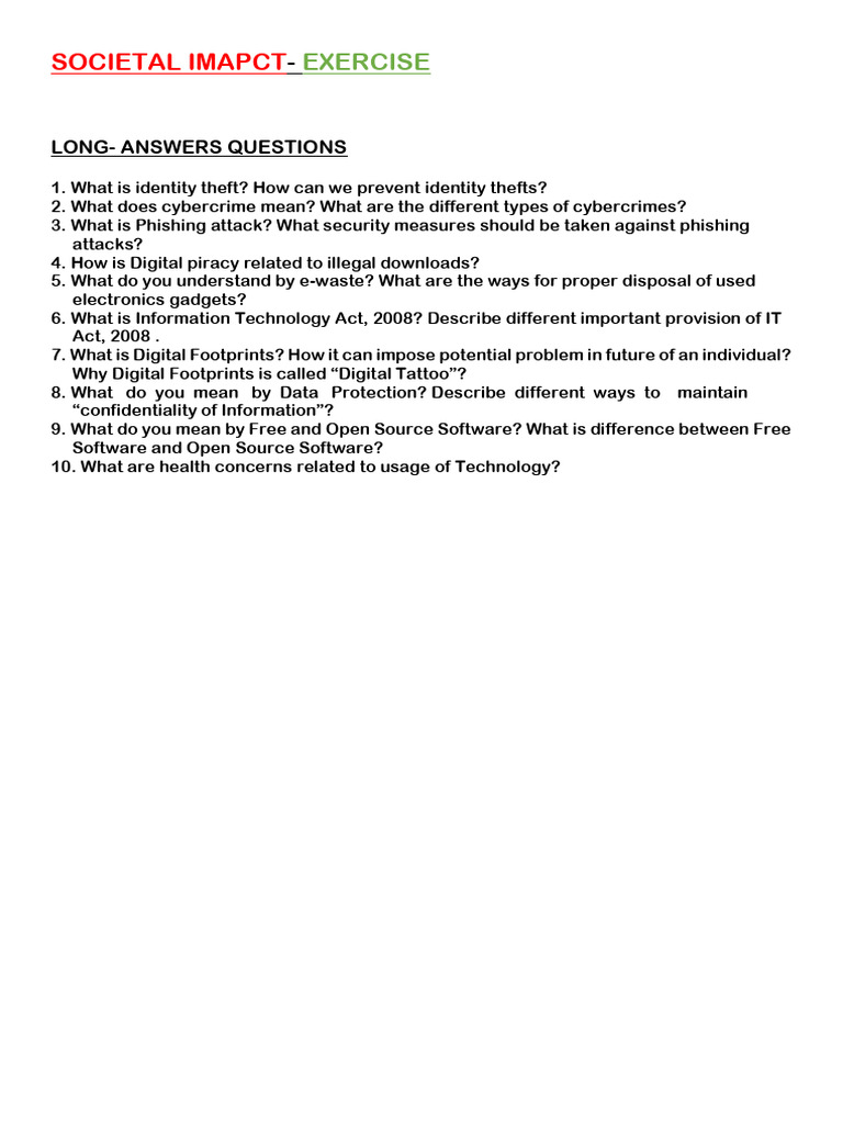 SOCIETAL IMAPCT-Long-Answer Questions | PDF