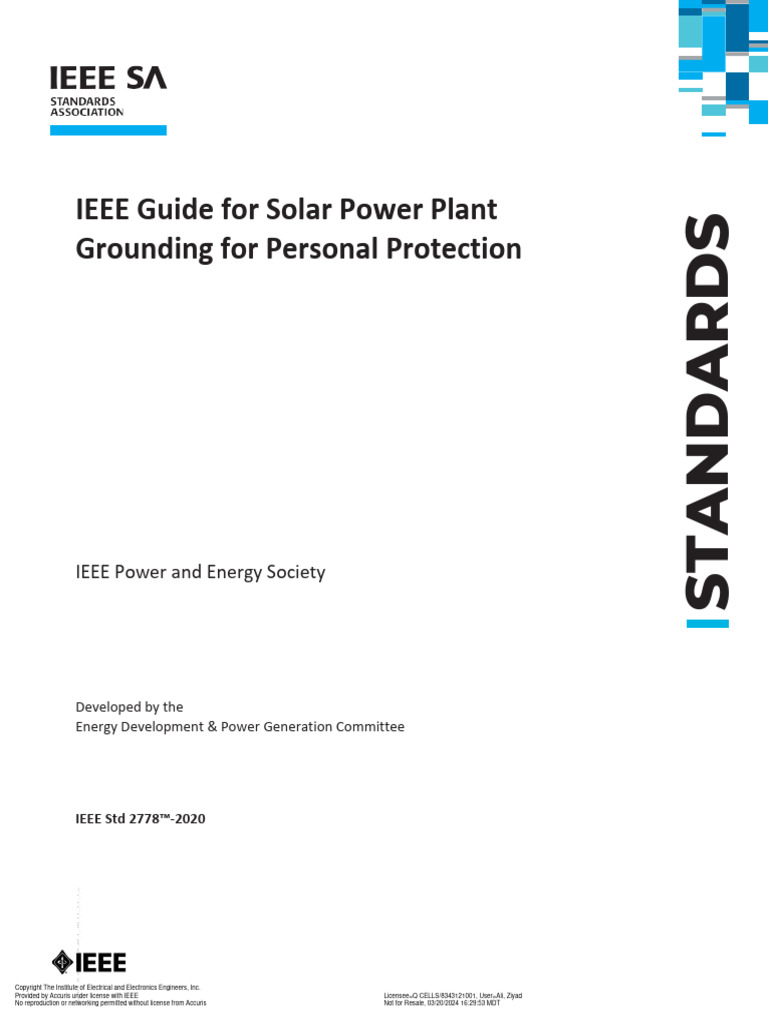 IEEE 2778 - Guide For Solar Power Plant Grounding For Personal ...