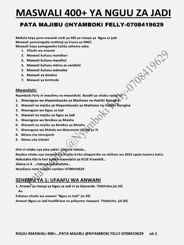 JP NGUU MASWALI 400+ @NYAMBOKI FELLY-0708419629 | PDF