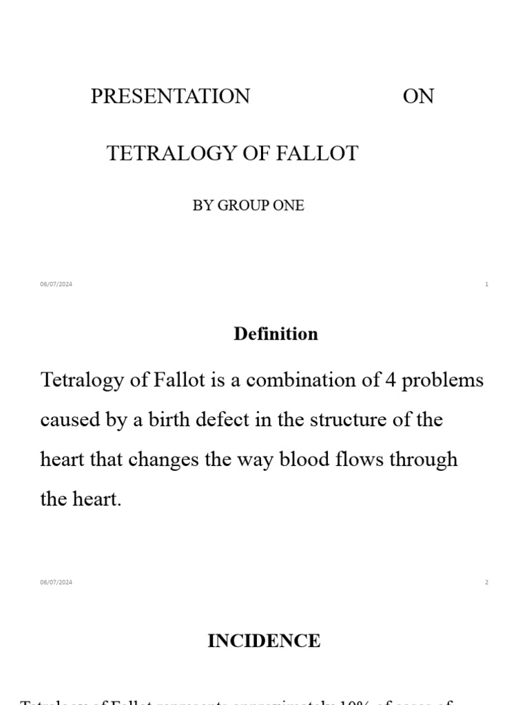 Tetralogy of Fallot Overview | PDF | Heart | Congenital Heart Defect