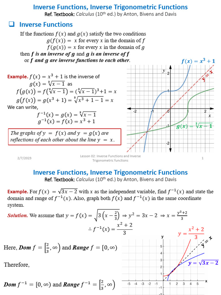 Lesson 02 - Inverse - Functions - Inverse - Triginometric - Functions-1-1 | PDF | Function ...