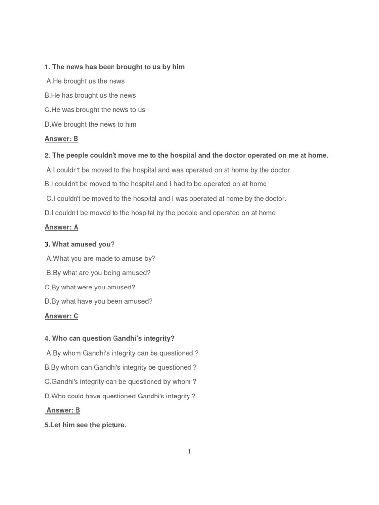 Sentence Transformation Exercises | PDF | Lifestyle