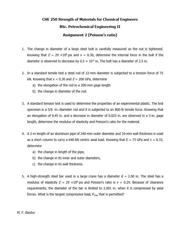 Strength of materials Assignment | PDF