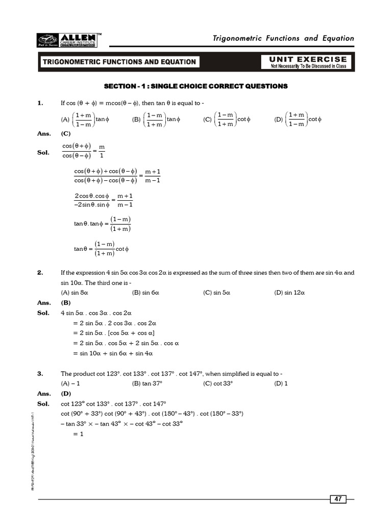 YLRE - Questions | PDF | Complex Analysis | Rotation