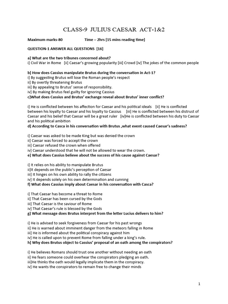 CLASS-9 Julius Caesar Act-1 &2 | PDF | Julius Caesar | Mark Antony