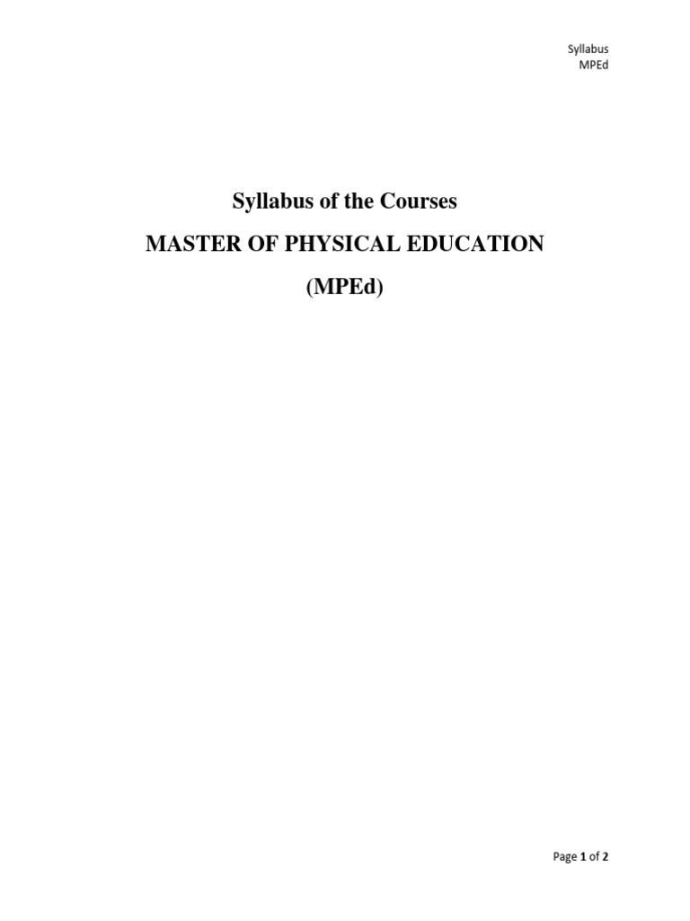 Mped Detailed Syllabus | PDF | Physical Education | Science